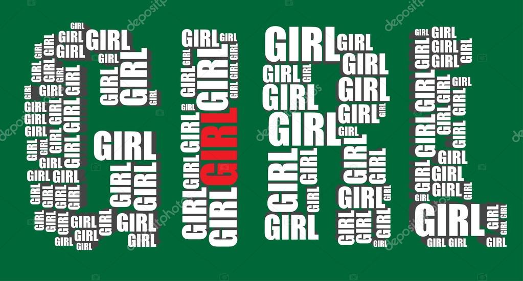 Girl typography 3d text word girl art vector illustration word cloud ...