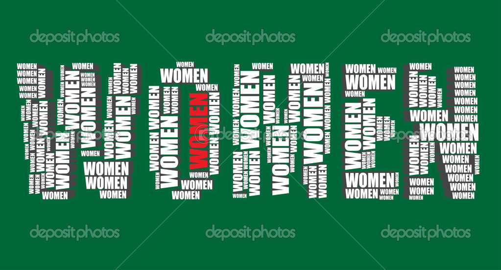Women typography 3d text word women art illustration word cloud — Stock ...