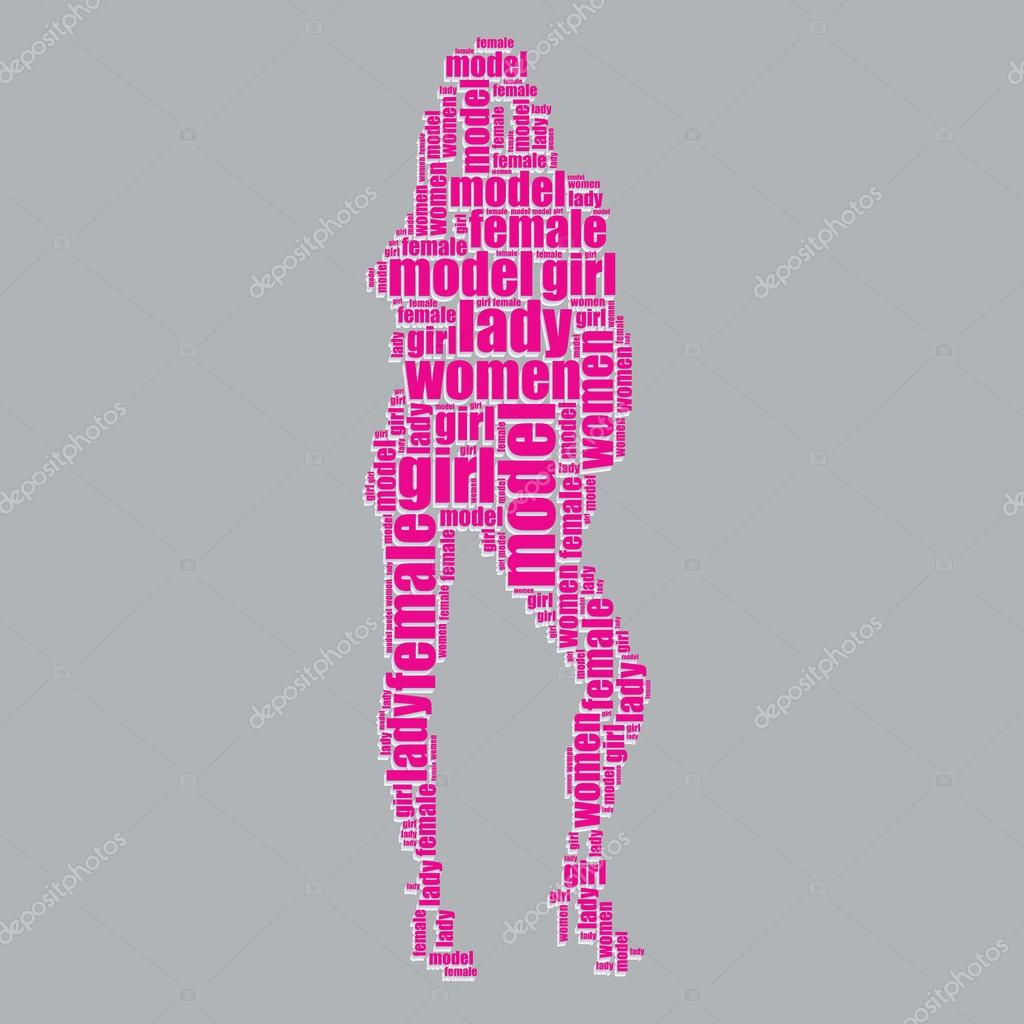 Women typography 3d text word art women vector illustration word cloud ...