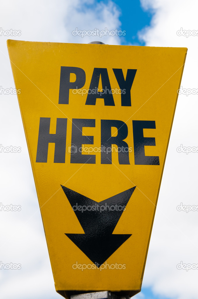 Sinal do parque de estacionamento 'Pague aqui' — Fotografias de Stock ...