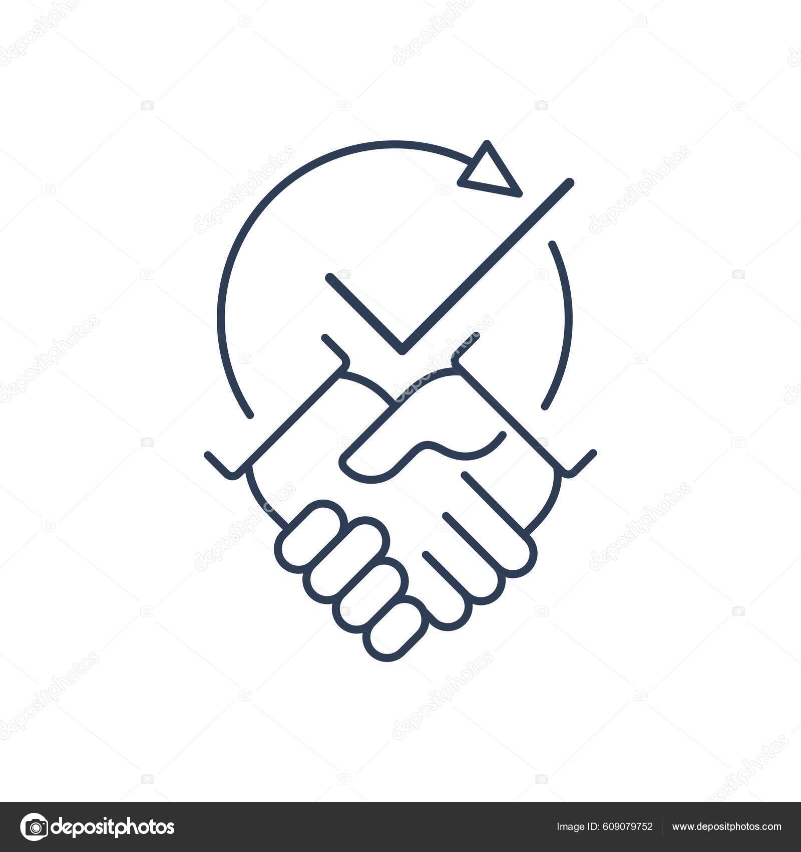 Handshake Check Mark Example Successful Cooperation Vector Linear Icon ...