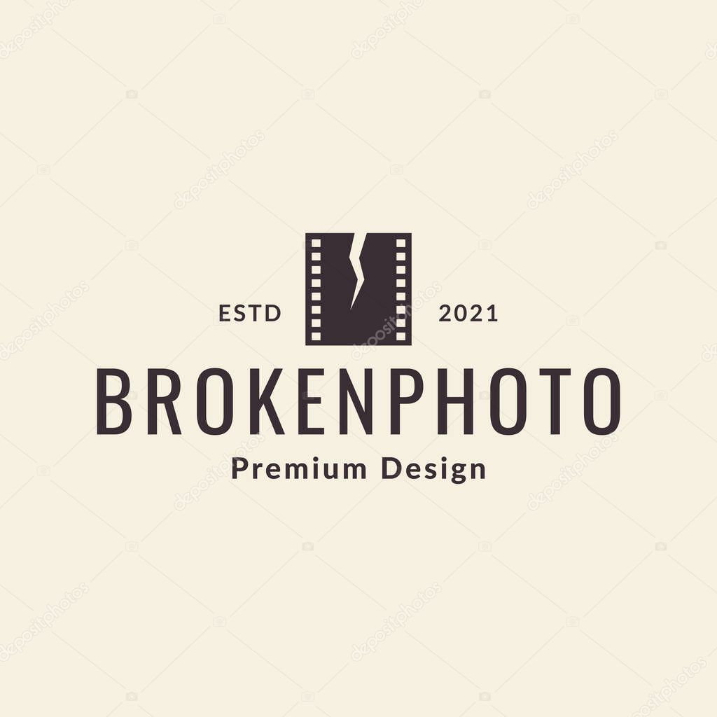 foto película roto hipster vintage logotipo símbolo icono vector gráfico diseño ilustración idea ...