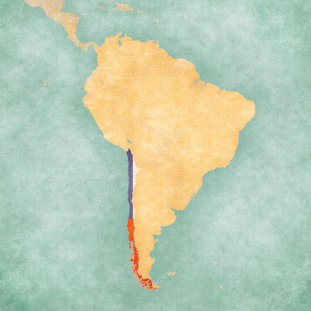 Mapa de Sudamérica - Chile (Serie Vintage)#N#): fotografía de stock ...