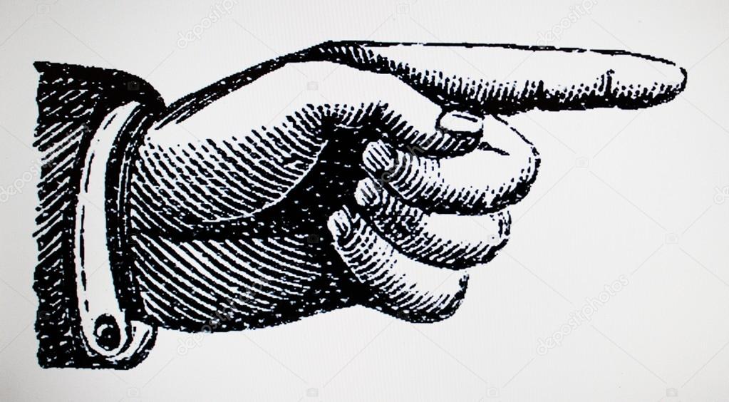 Nostalgic Retro vintage Victorian sign of hand pointing this way, right ...