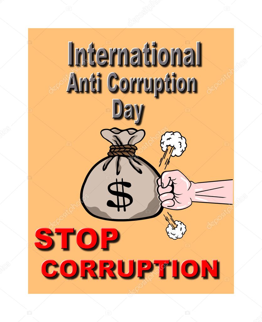 Una ilustraci n en 3D de un cartel para promover el D a Internacional contra la Corrupci n, con ...