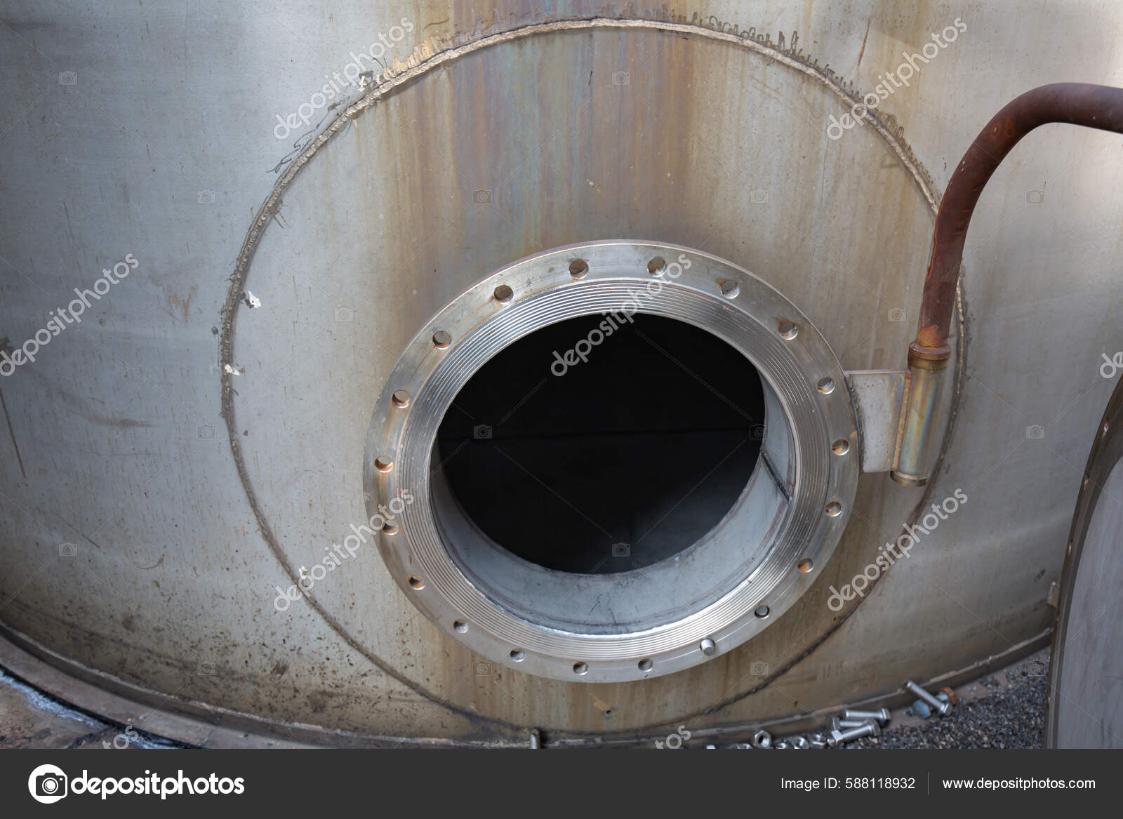 Stainless Tank Chemical Open Manhole Confined Space — Stock Photo ...