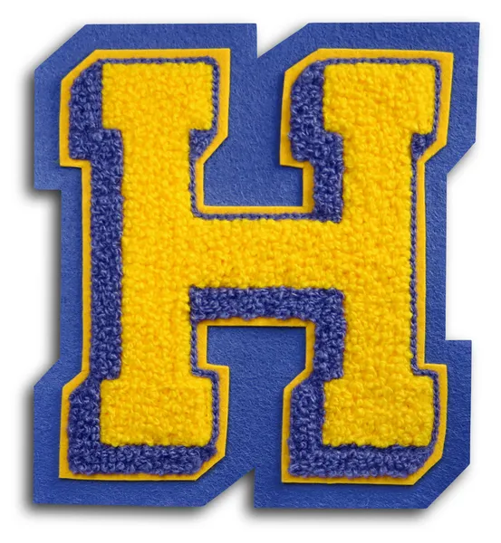 Photograph of School Sports Letter - Blue and Yellow H - Stock Image ...