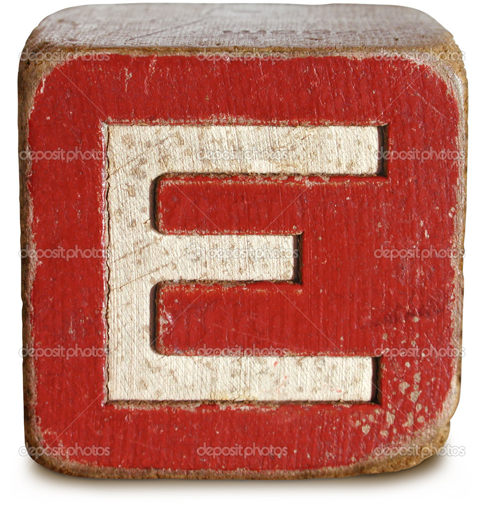 Fotografía del bloque rojo de madera Letra E — Foto de stock © ronjoe ...