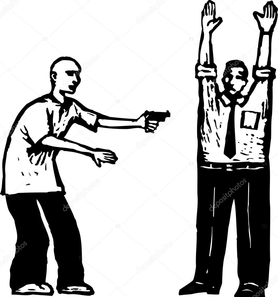 Woodcut Illustration of Man Getting Mugged and Robbed by Street ...