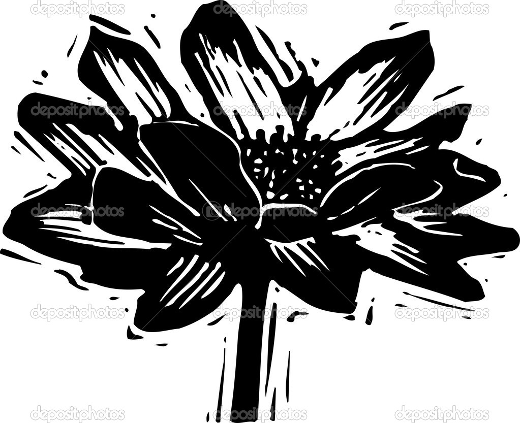 Woodcut Flower Tattoos