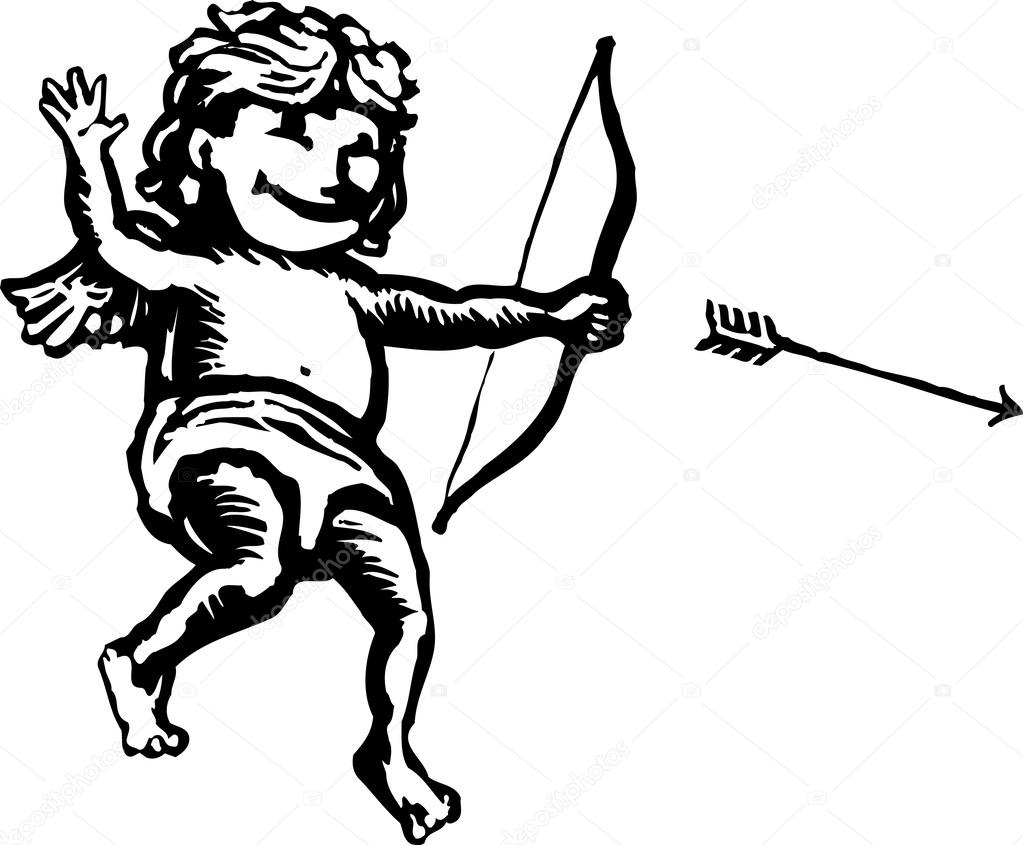 Cupid Shooting Arrow At Couple