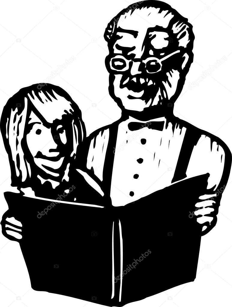 Grandfather Reading To Granddaughter Stock Vector Image By ©ronjoe