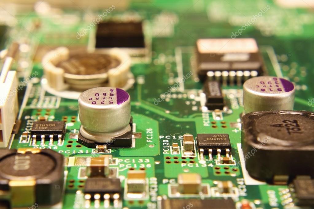 PCB with populated components on green layer ⬇ Stock Photo, Image by ...