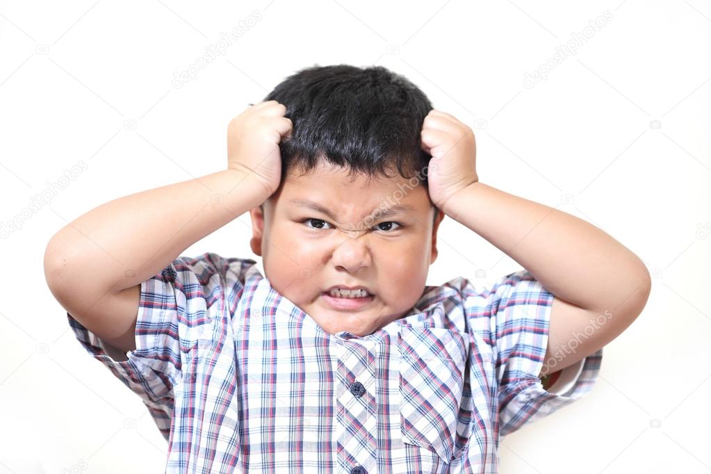 Asian boys feel stressed and fatigued — Stock Photo © myrainjom01 #32544631