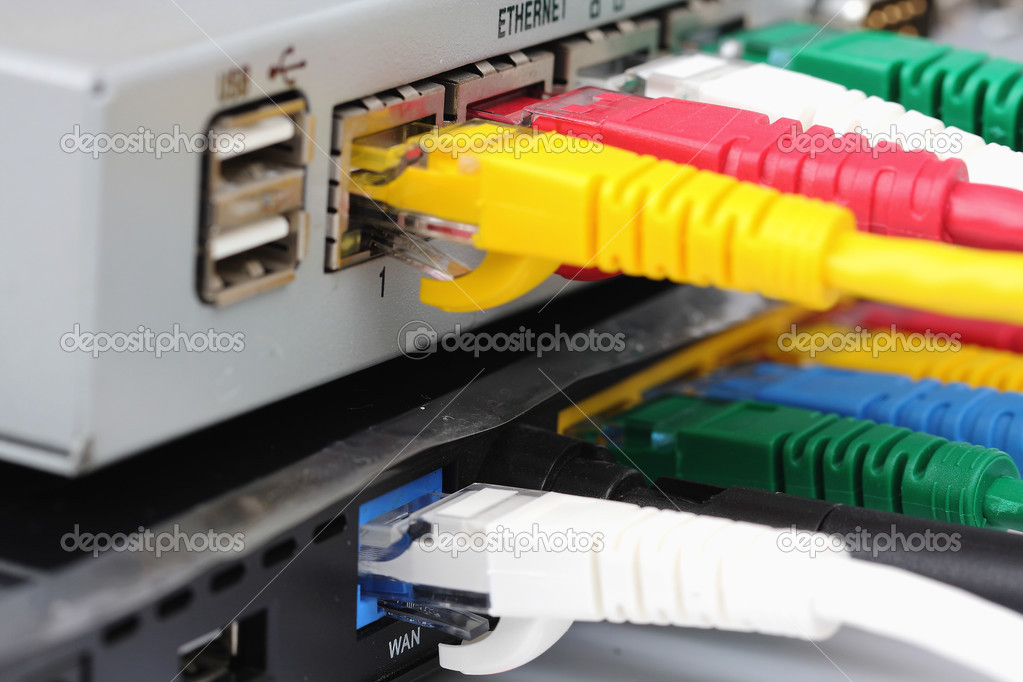 UTP Connected the ethernet port on the back of the router . — Стоковое ...