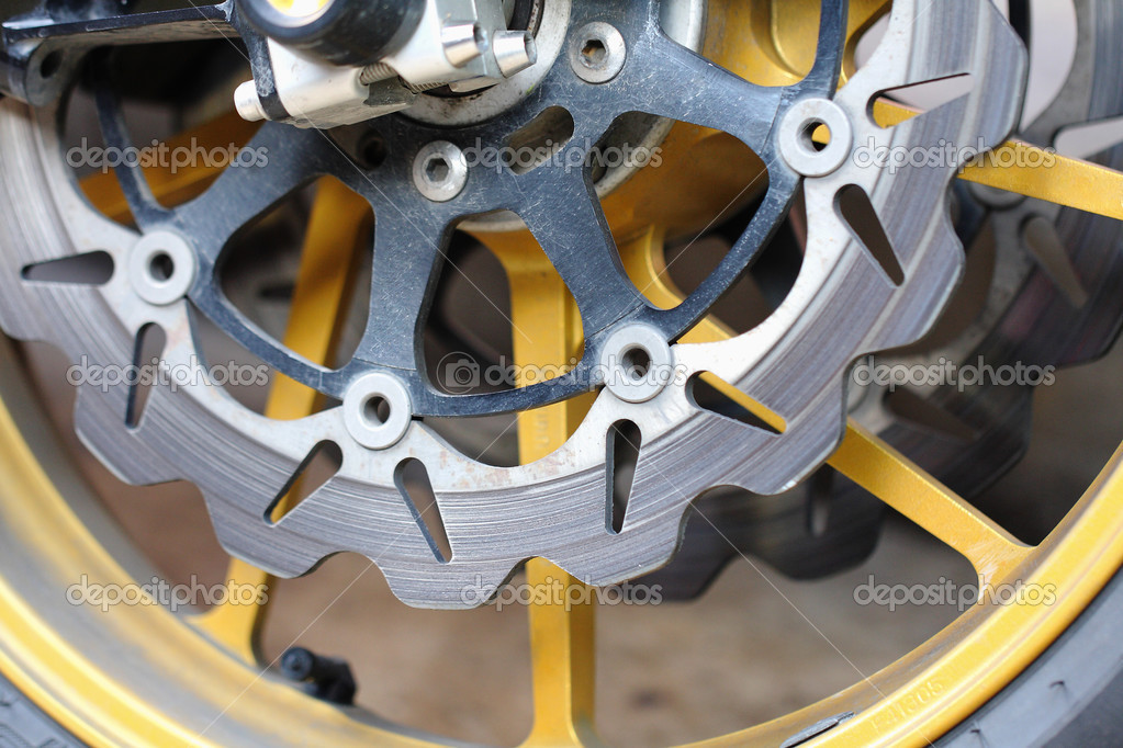 Front wheel brake. Big motorcycle — Stock Photo © myrainjom01 #35988523