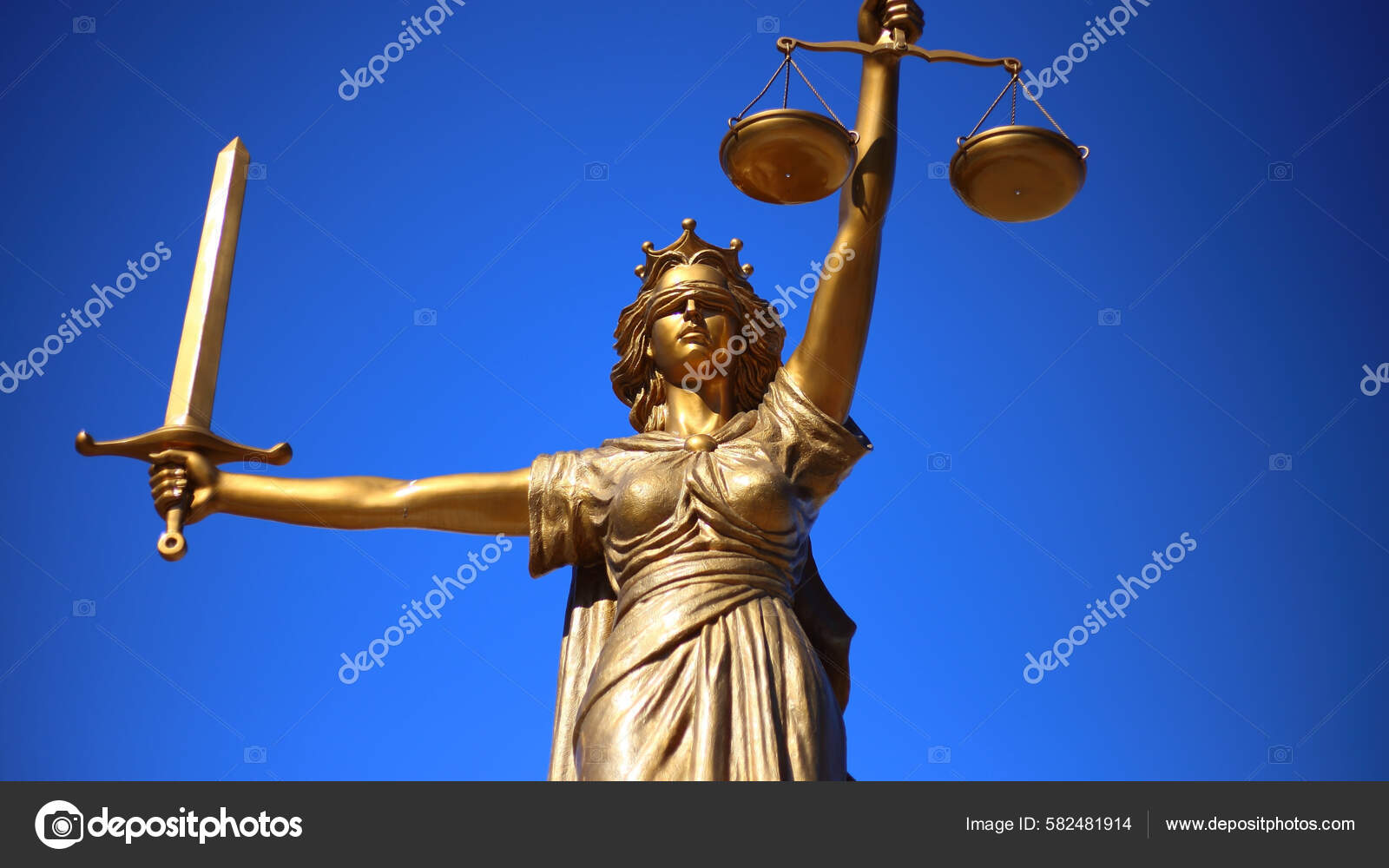 Lady Justice Bronze Statue Holding Sword Blue Background – Stock ... Lady Justice Bronze Statue Holding Sword Blue Background – Stock ...