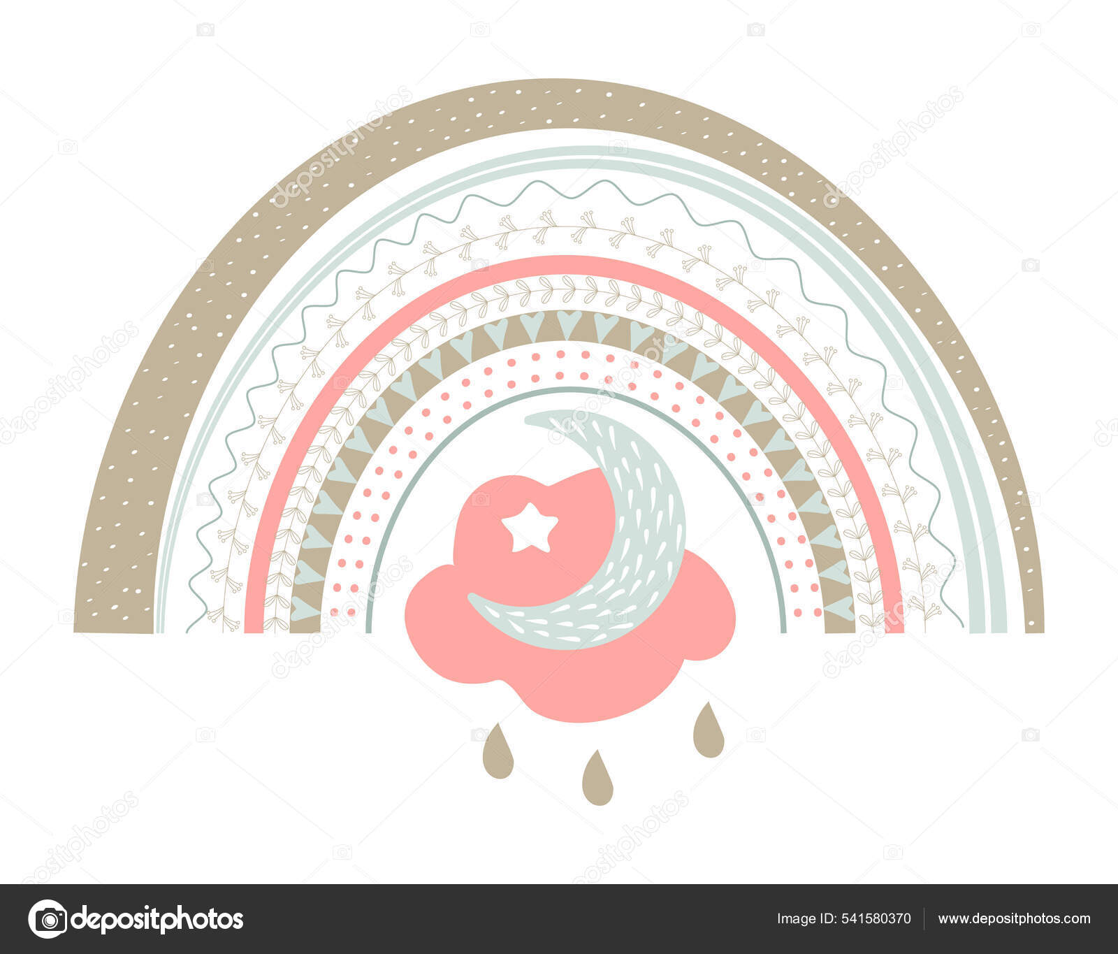 Bohemian Cute Rainbow Vector Pastel Colors Baby Abstract Boho Rainbows ...