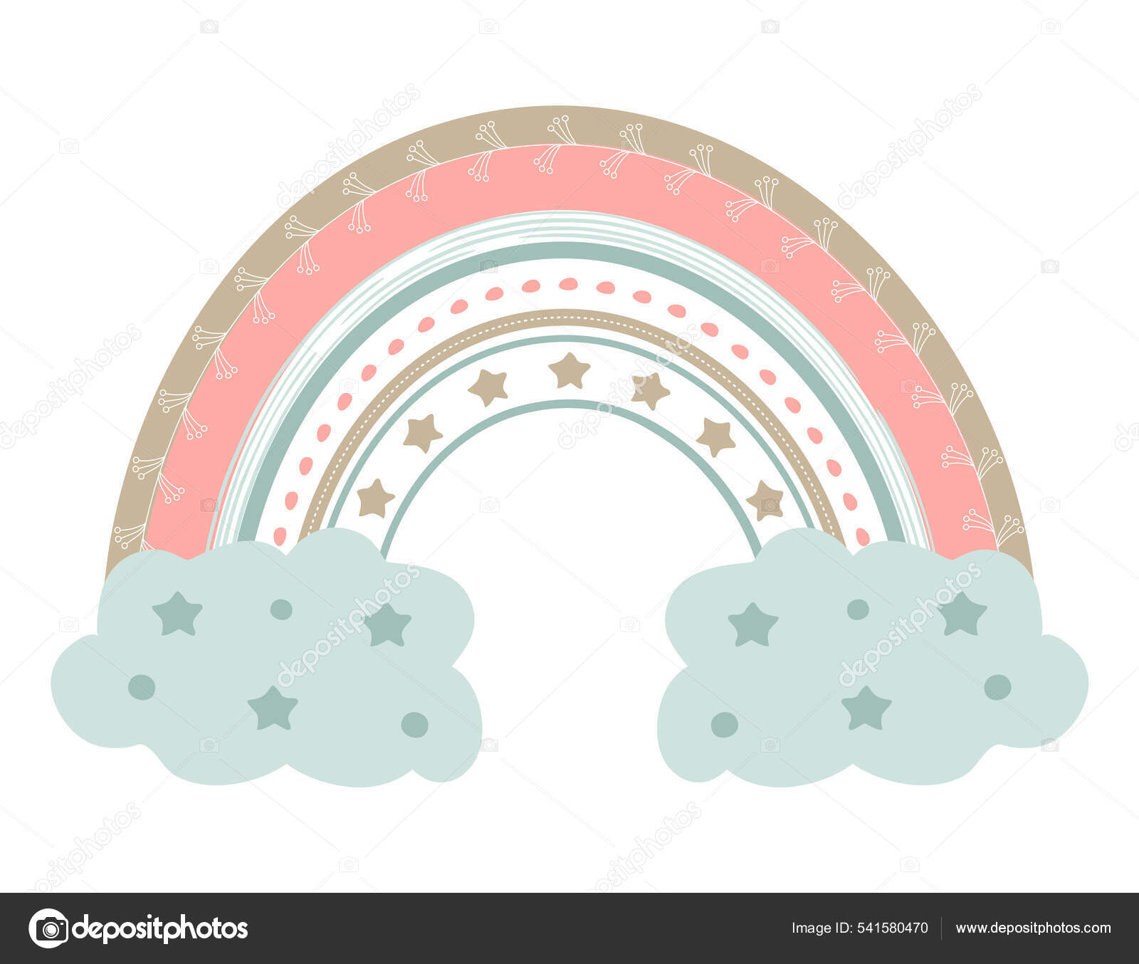 Bohemian Cute Rainbow Vector Pastel Colors Baby Abstract Boho Rainbows ...