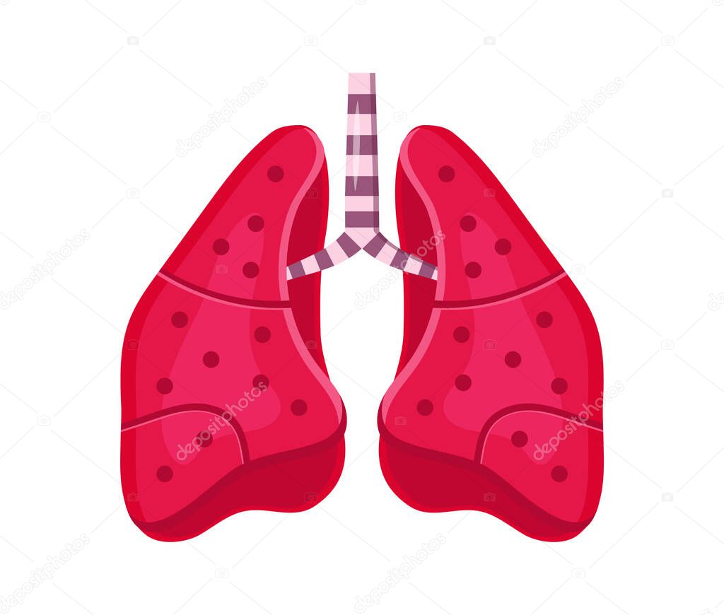 Icono pulmonar vector. Se muestra el órgano interno humano. La neumonía ...