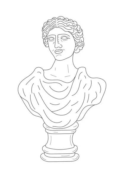 Classic Bust Sculpture Vector Line Art Style Greek Ancient Sculpture ...
