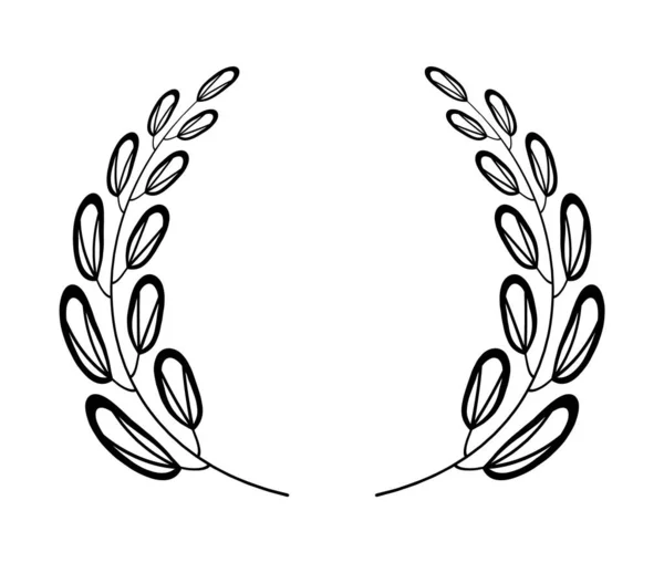 Laurels Border Vector Simple Line Style Linear Circle Laurel Leaves ...