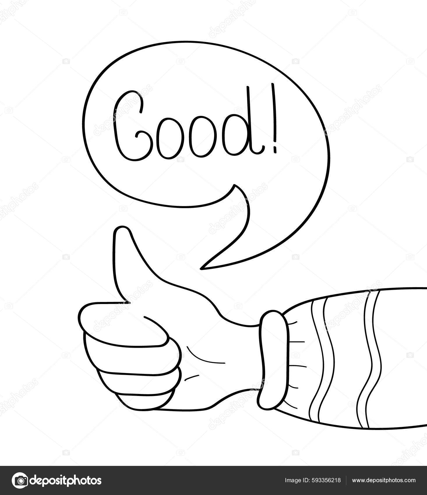 Good Bubble Giving Concept Vector Doodle Style Finger Give Review ...