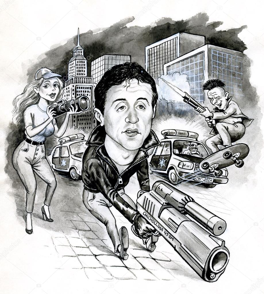 Caricatura. Rambo. Ilustración de stock de ©cartoonist #28752331