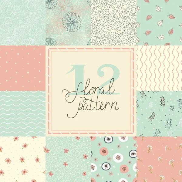 12 Cute different vector seamless patterns (tiling). Stock Vector Image ...