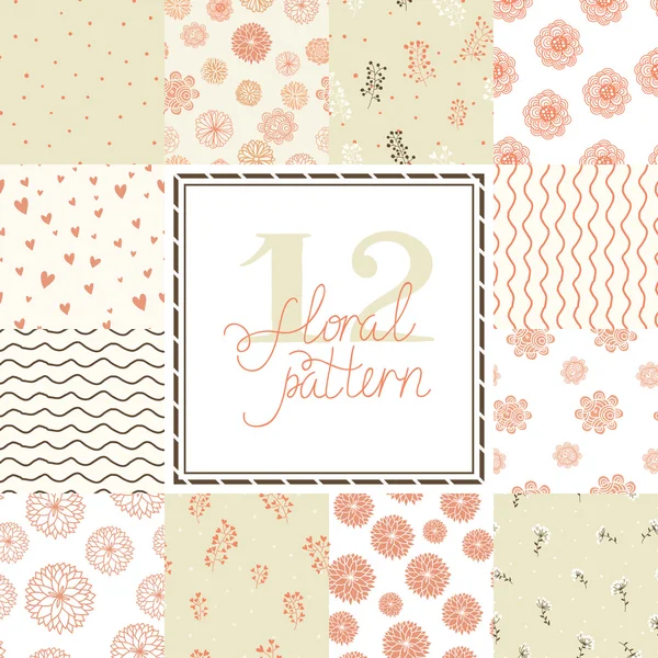12 Cute different vector seamless patterns (tiling). Stock Vector Image ...