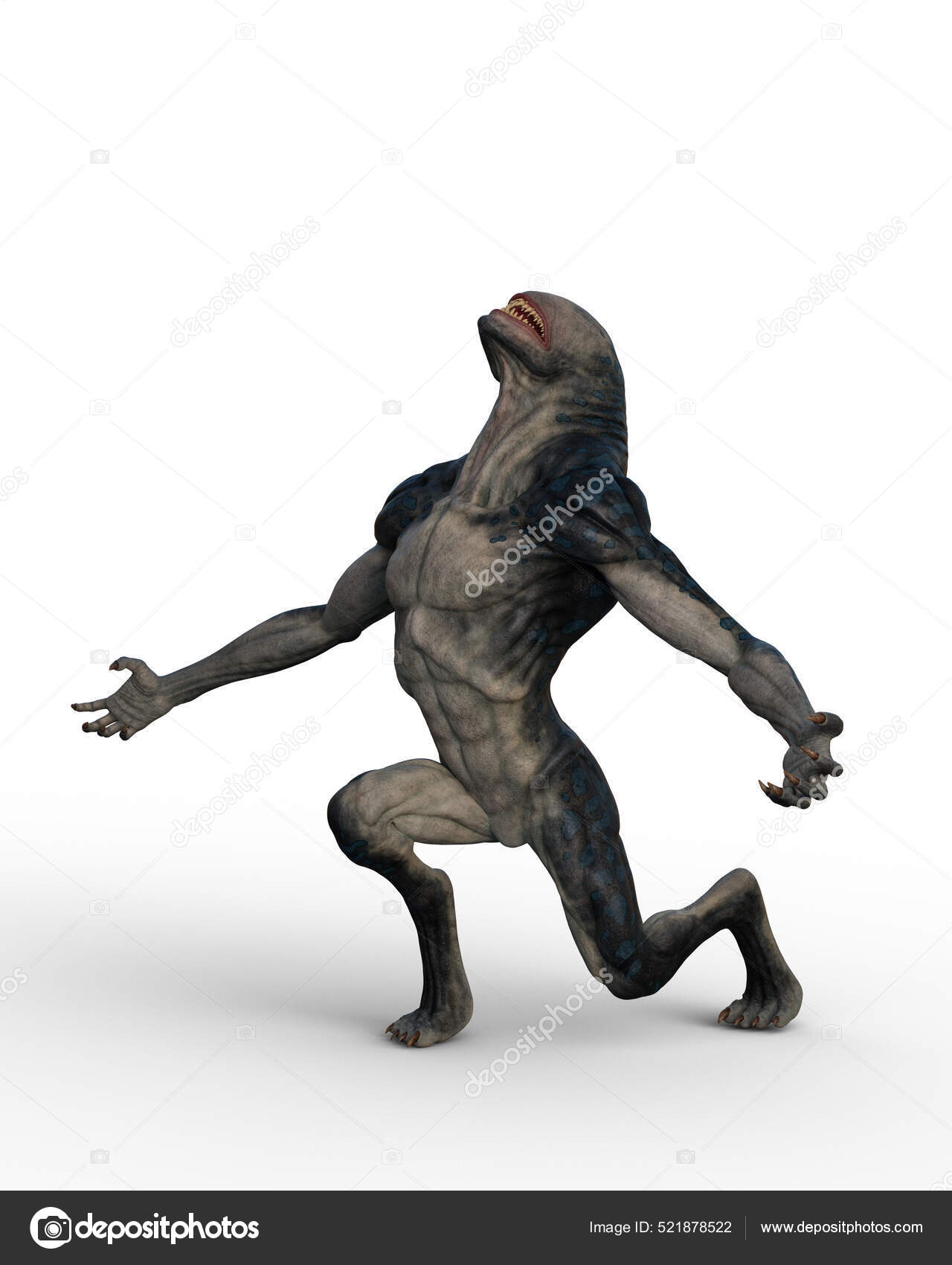 Illustration Alien Creature Eyes Screaming Sky Isolated White ...