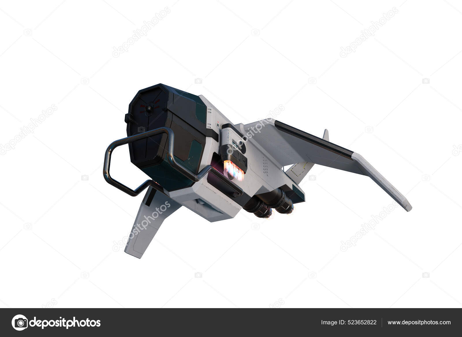 Illustration Futuristic Science Fiction Drone Flight Viewed Isolated ...