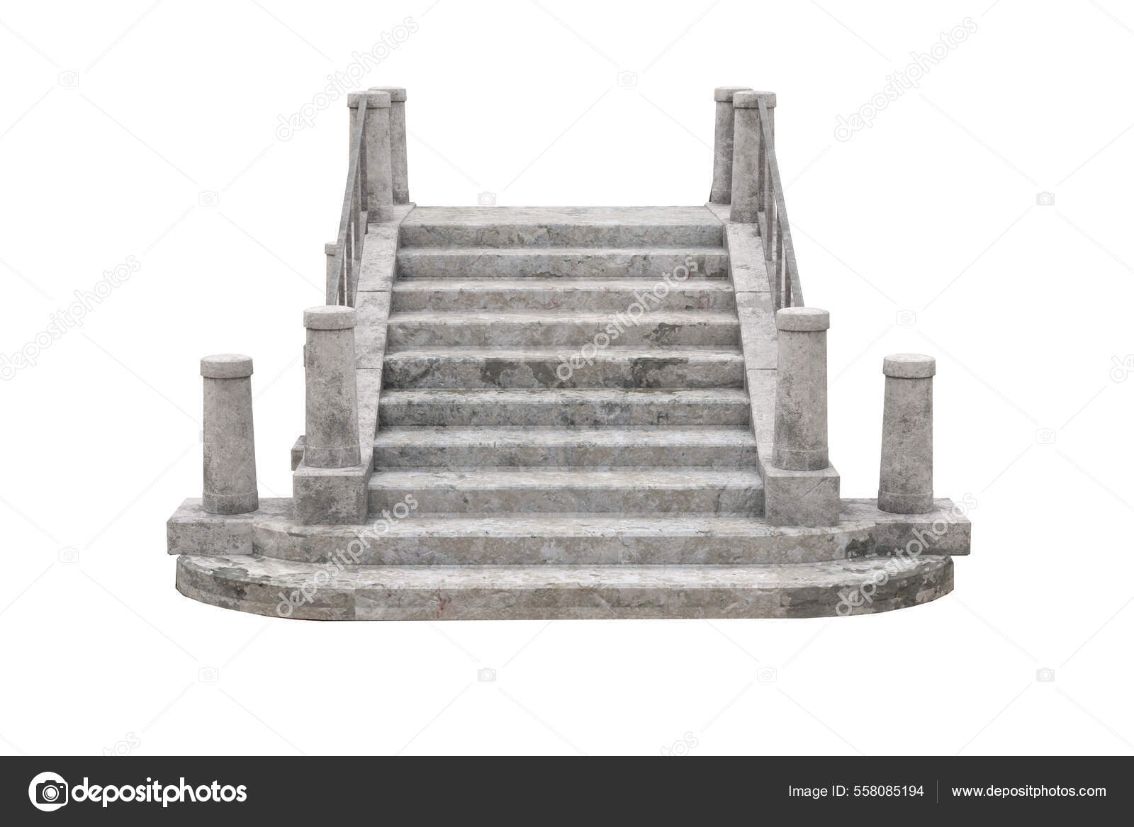 White Stone Steps Leading Venetian Canal Bridge Rendering Isolated ...