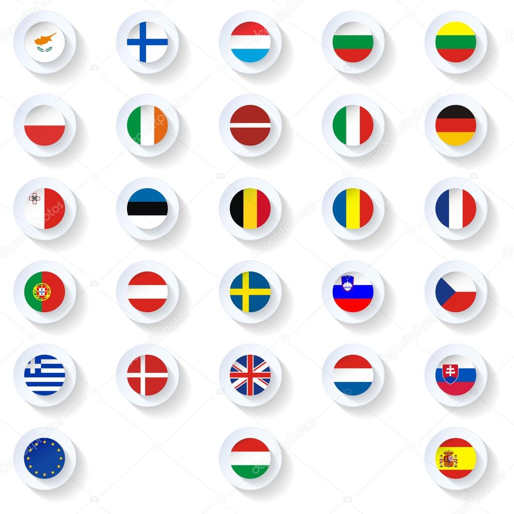 Europa unión países banderas plana iconos conjunto 2022