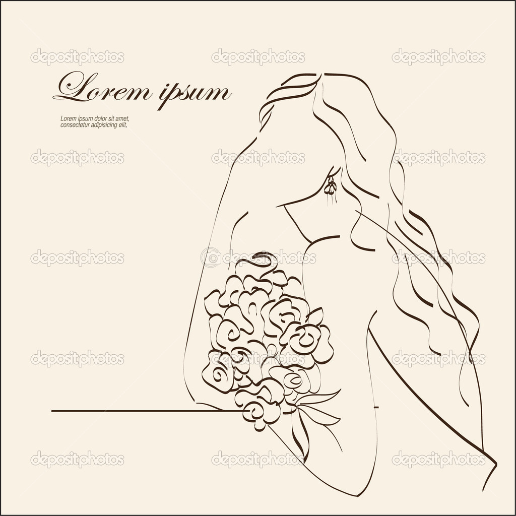 Ilustración de novia con ramo Vector de stock #29671387 de ©ElenaBesedina