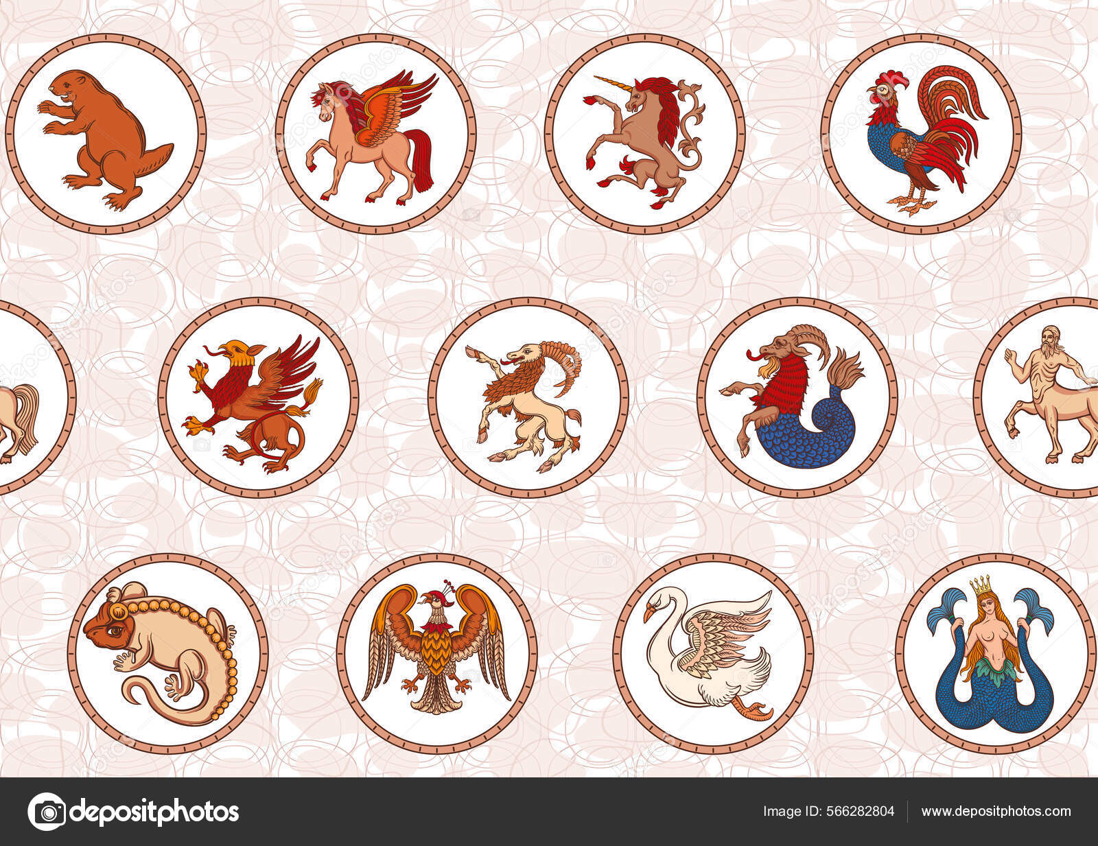 Heraldic mythical animals and creatures. Stock Vector Image by ...