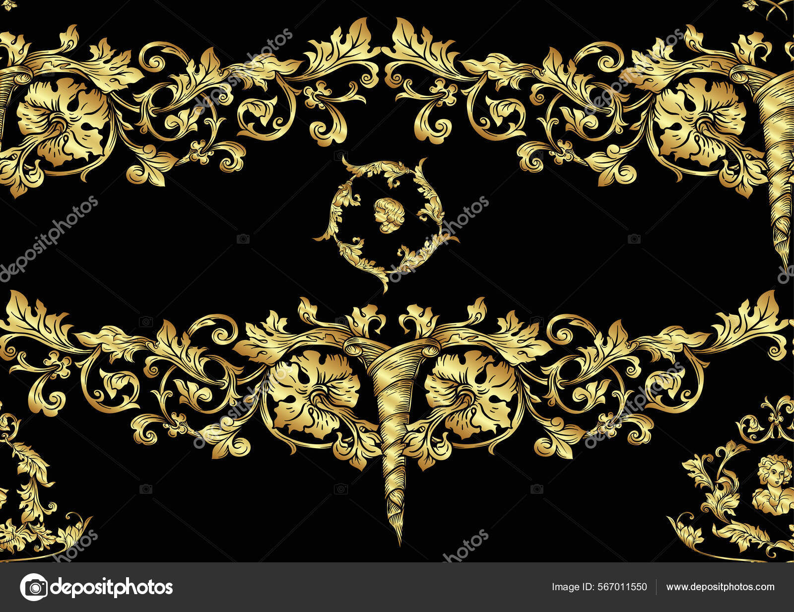 Seamless pattern, background In baroque, rococo, victorian, renaissance ...