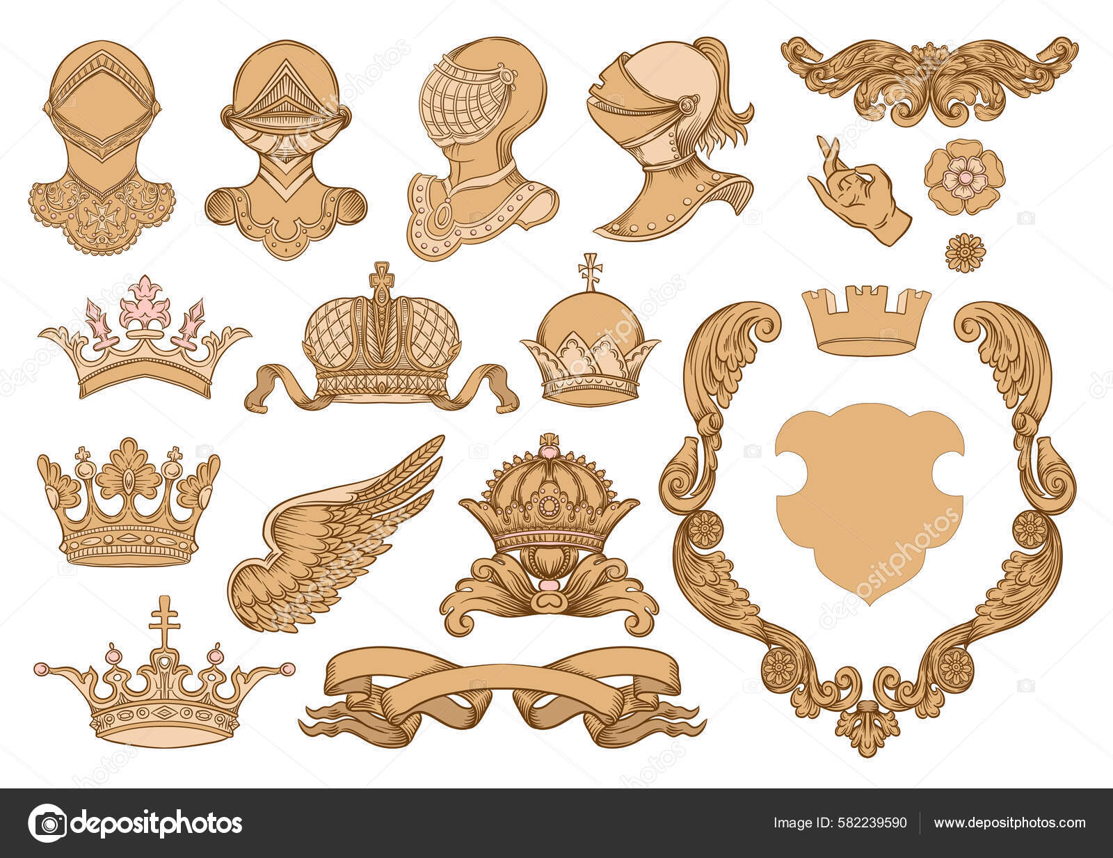 Coat Of Arms Helm Helmet Coat Of Arms Heraldic Crest Stock Vector