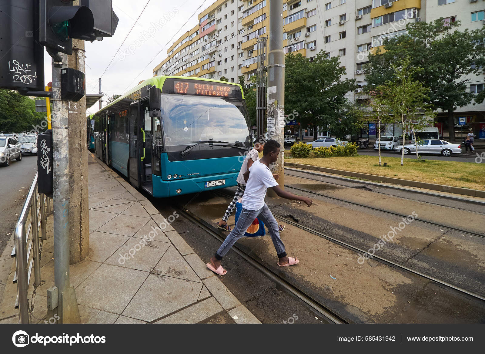 Bucharest Romania July 2022 Two Young People African Ethnicity Cross ...