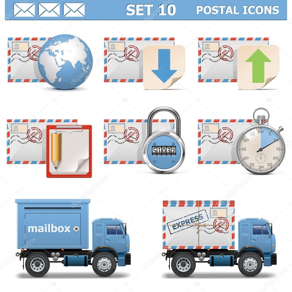 Vector Postal Icons Set 10 Stock Vector Image by ©dashadima #40063737
