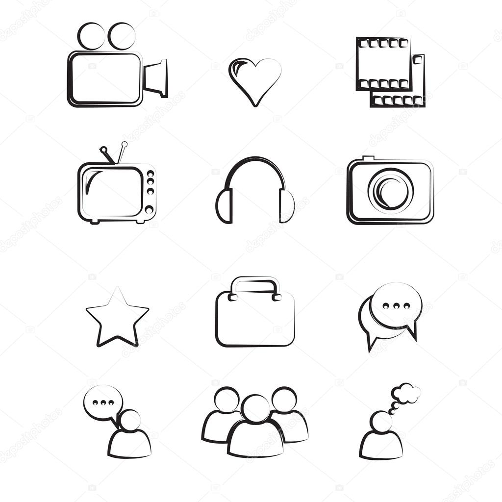 Media & Technology icons Stock Vector by ©Elentina #41981377