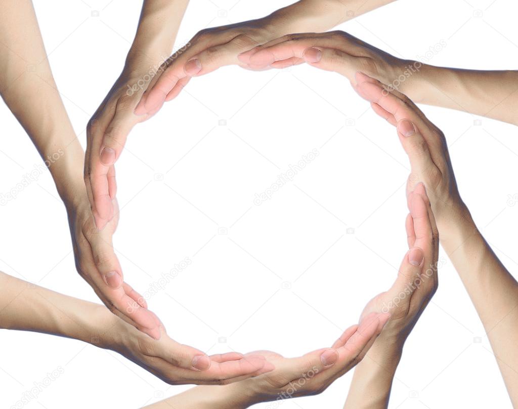 Group of young people's hands isolated on white Stock Photo by ...