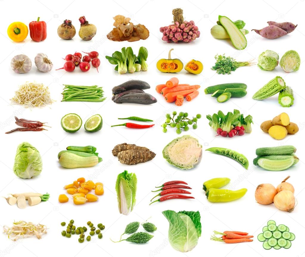 Vegetable collection isolated on a white background. — Stock Photo ...