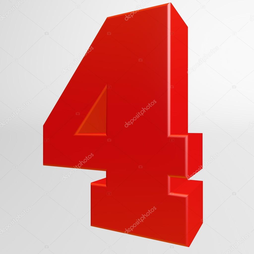 Red number four on white background — Stock Photo © Sayver #39320383