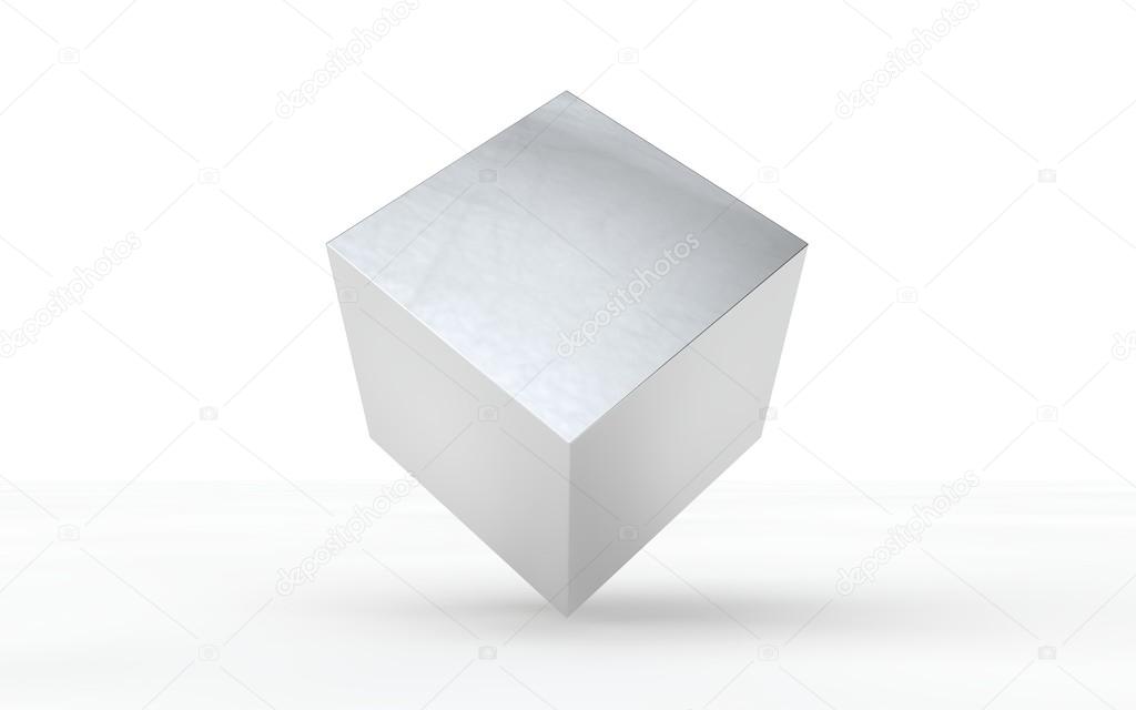 3D silver, shiny cube for graphic design, you can — Stock Photo ...