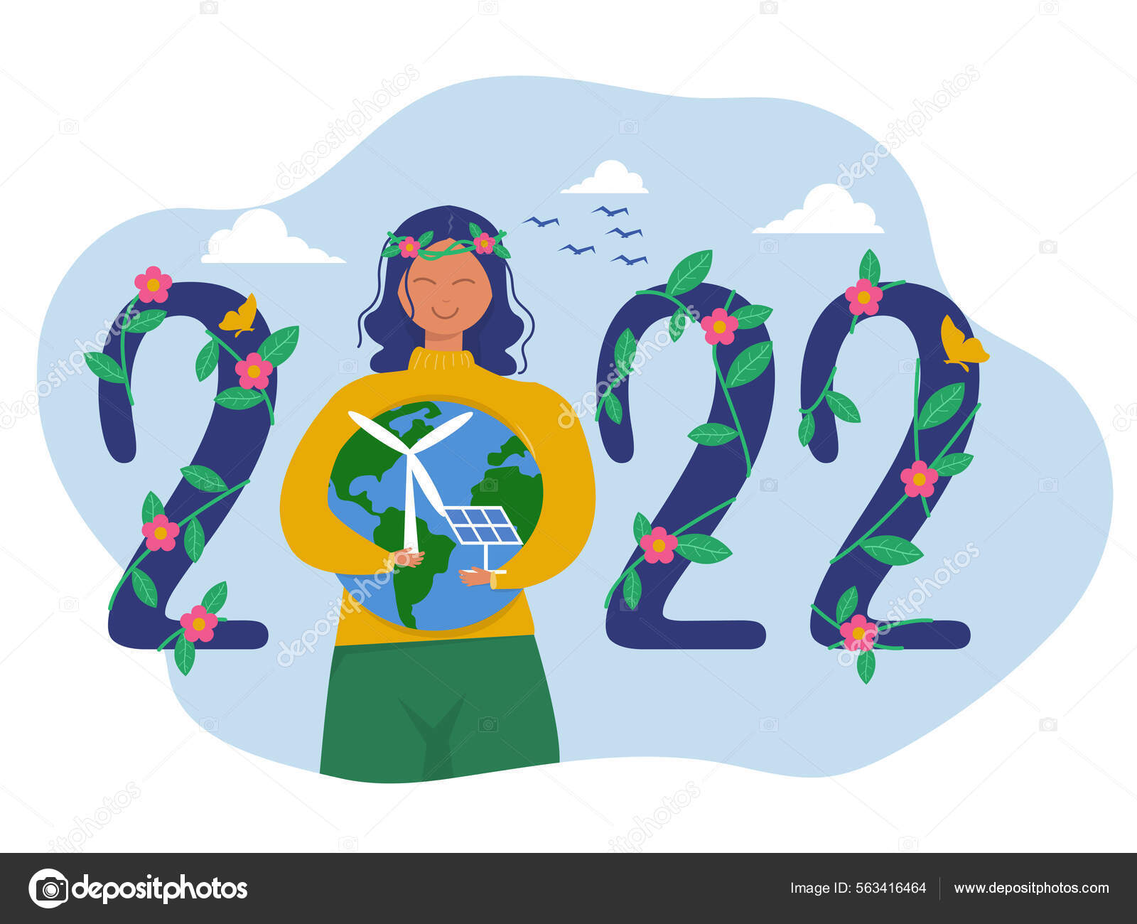 2022 Happy Young Lady Embracing Planet Earth World Earth Day Stock ...
