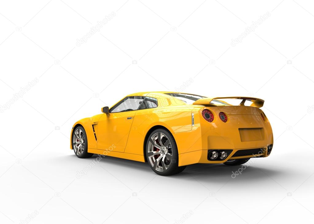 Yellow Car White Background