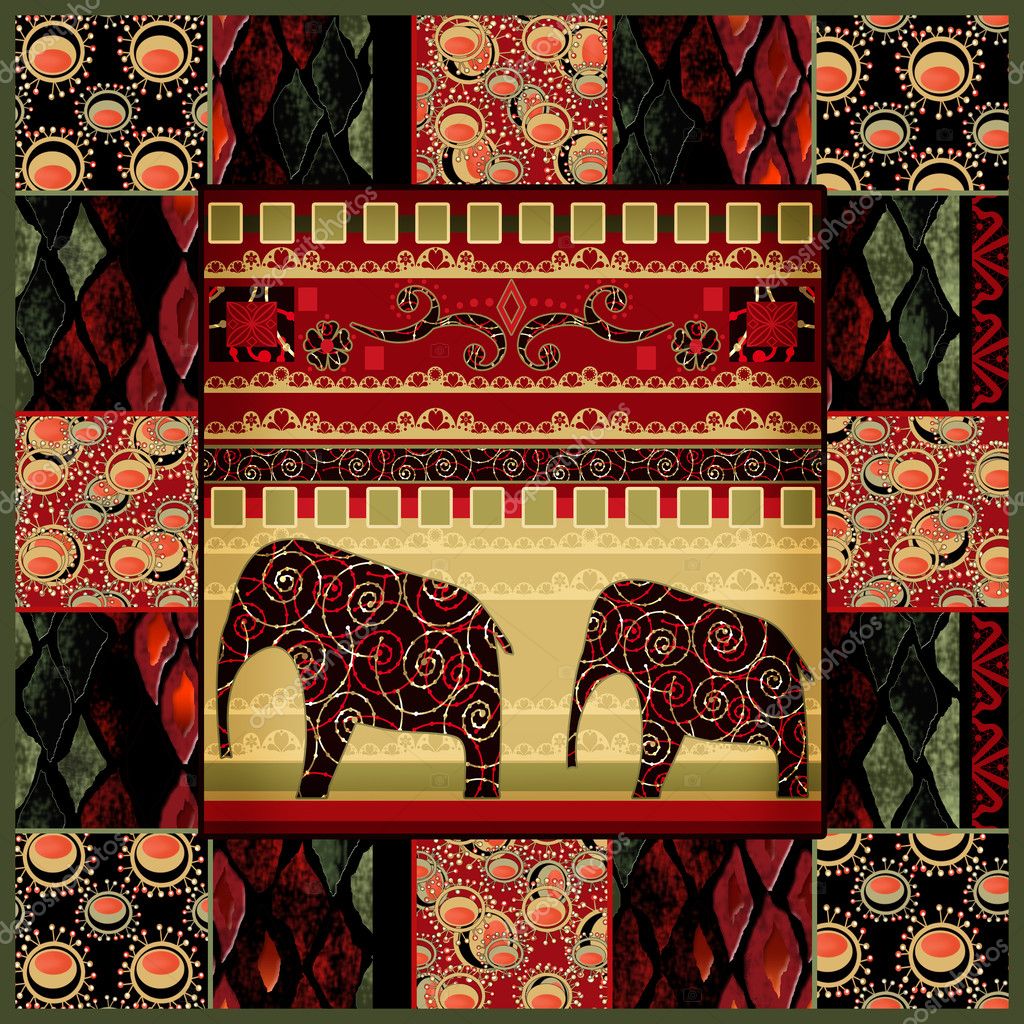 Patchwork seamless snake skin pattern with elephans Stock Photo by ...