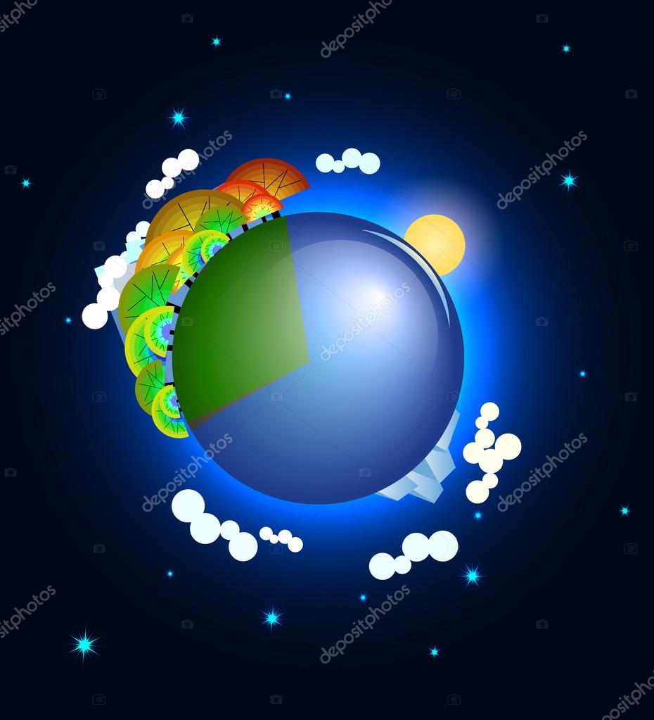 Planet Earth in space four seasons gradation vector — Stock Vector ...