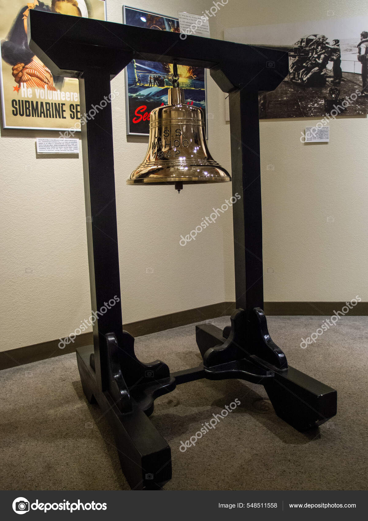 WWII ships bell in a the museum at Pearl Harbor Stock Photo by ...